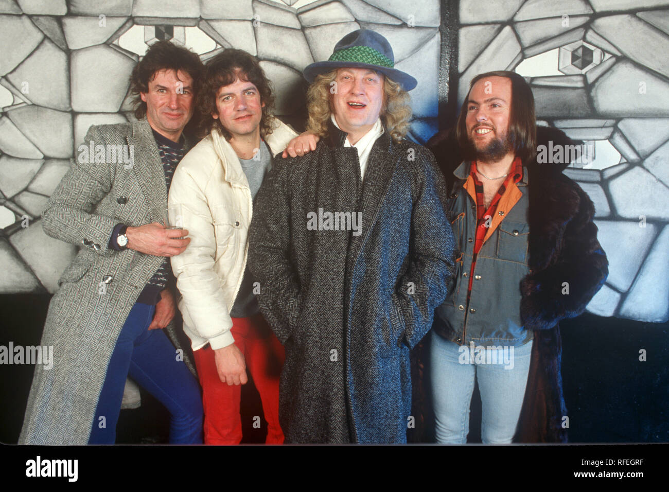 British band Slade on 9 February 1985 in Munich. (L-r): Don Powell, Jim ...
