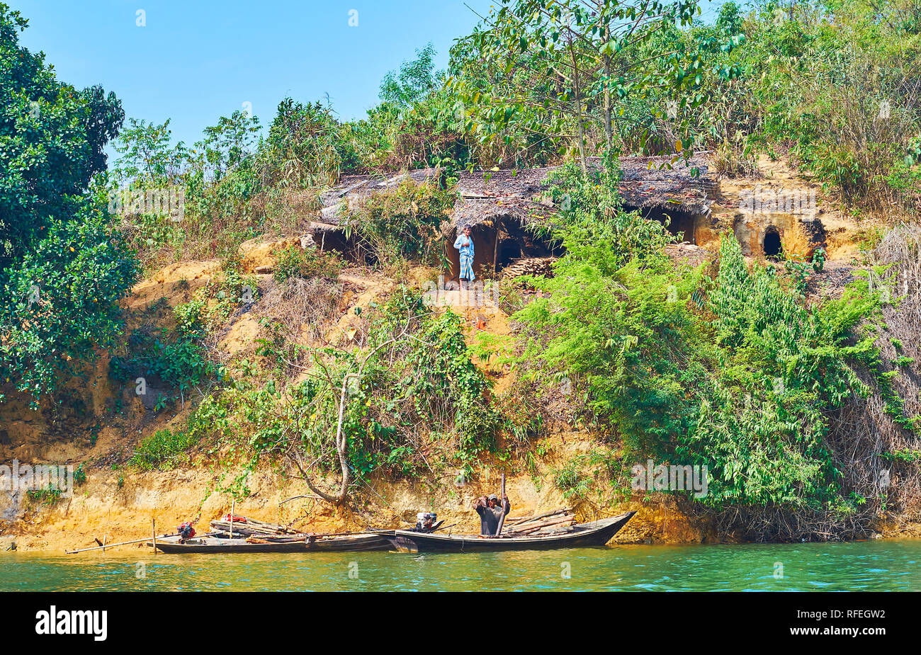 CHAUNG THA, MYANMAR - MARCH 1, 2018: The hill at the bank of Kangy ...
