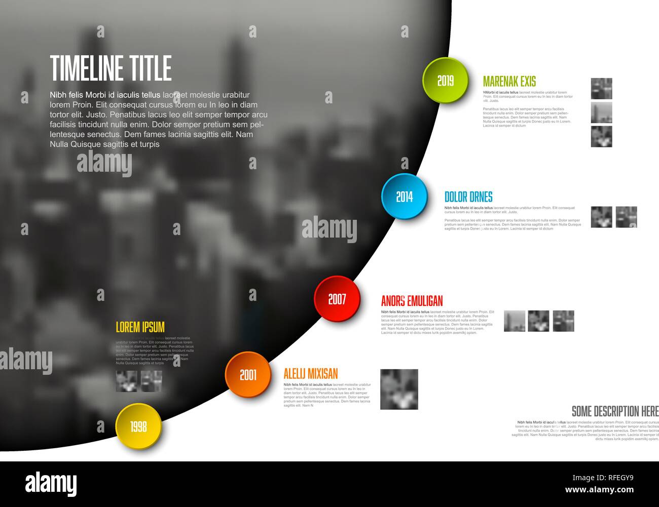 Vector Infographic timeline report template with big photo placeholder ...