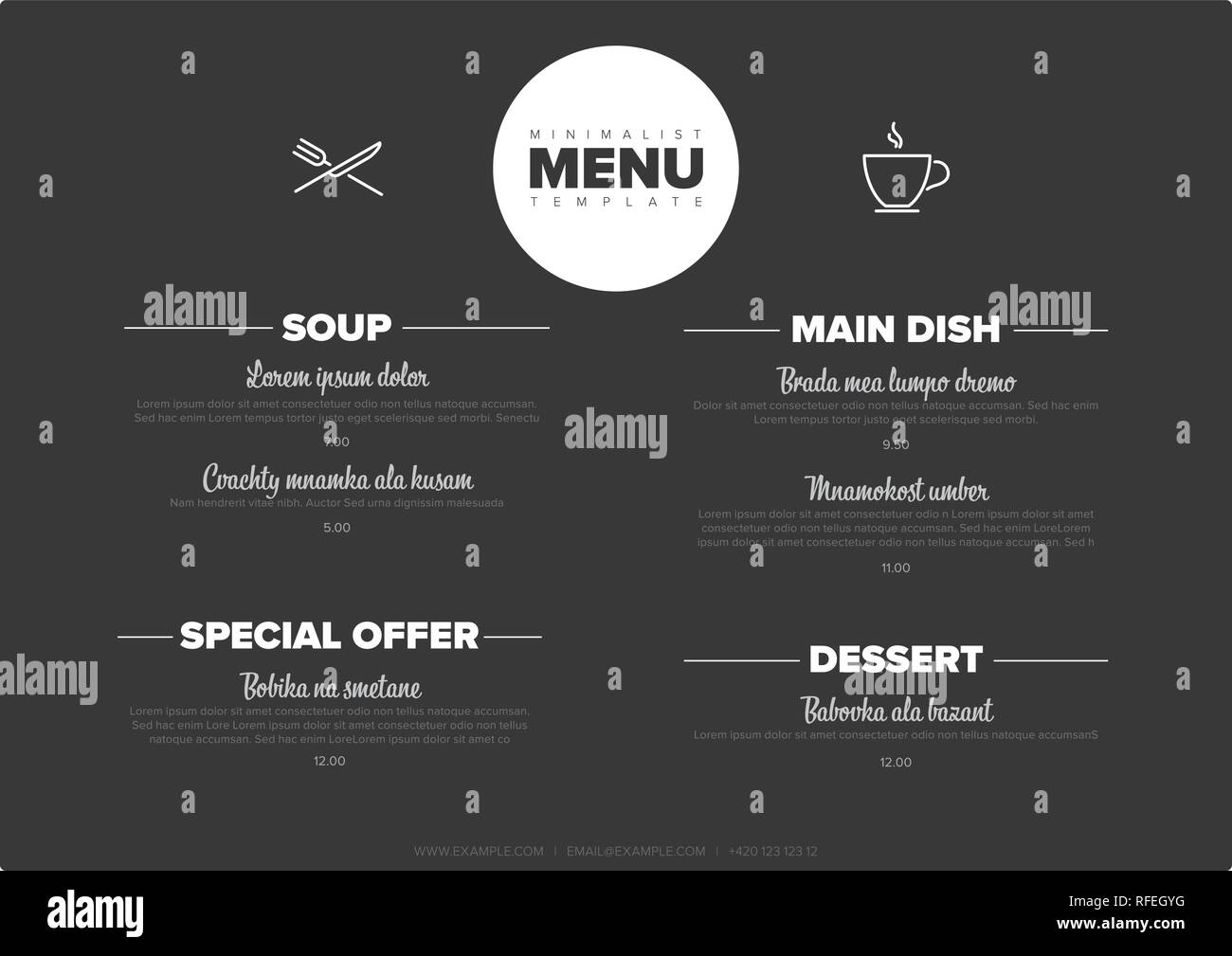 Menutemplate Black and White Stock Photos & Images - Alamy