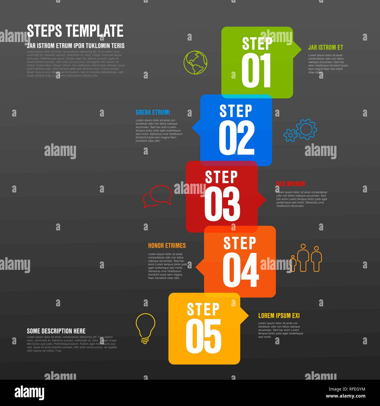 Vector five steps progress infographic vertical template made from ...