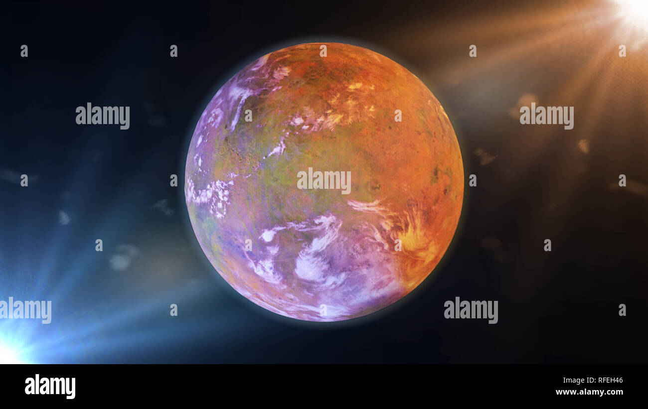 beautiful exoplanet, part of an alien binary star system, alien planet ...