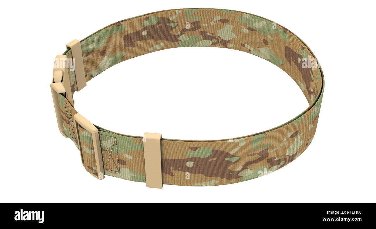 military camouflage belt on an isolated background. 3d illustration ...