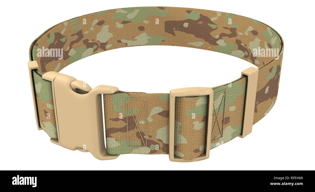 military camouflage belt on an isolated background. 3d illustration ...