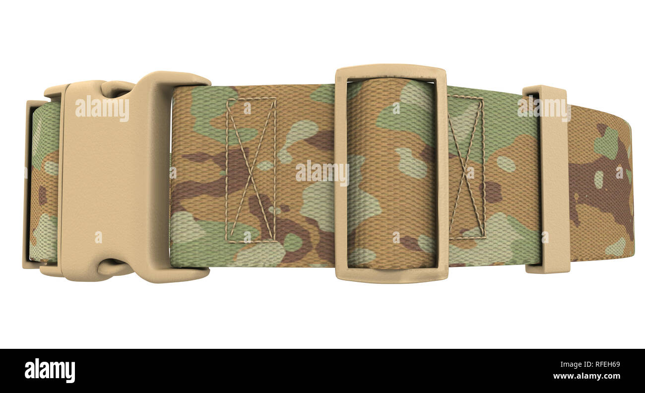military camouflage belt on an isolated background. 3d illustration ...