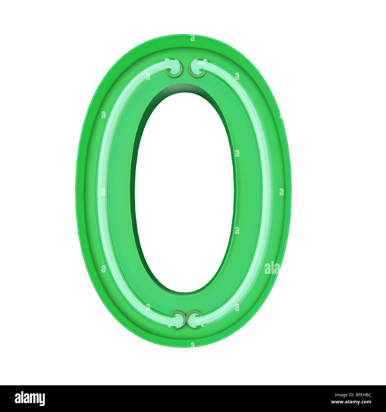 Neon style light letter O. Glowing neon Capital letter. 3D rendering ...