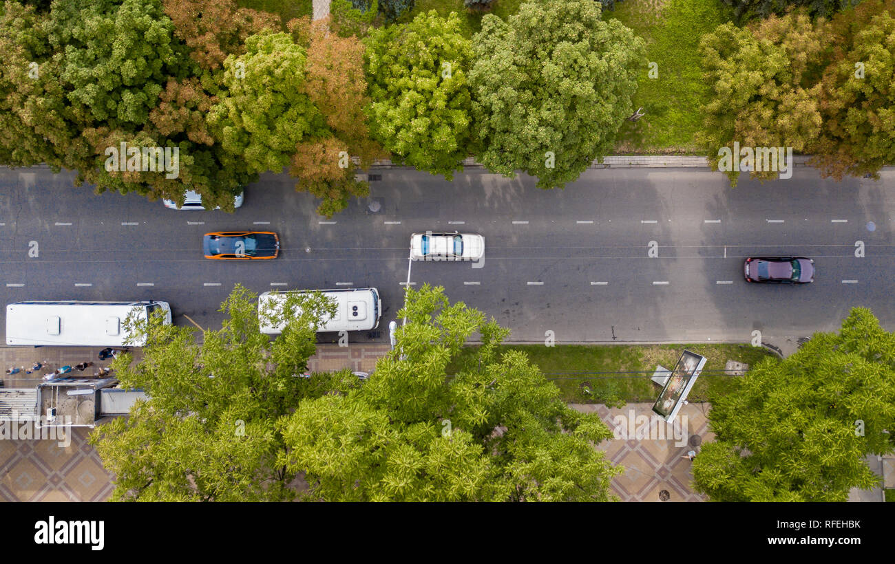Top view road cars on speedway and city traffic Stock Photo - Alamy