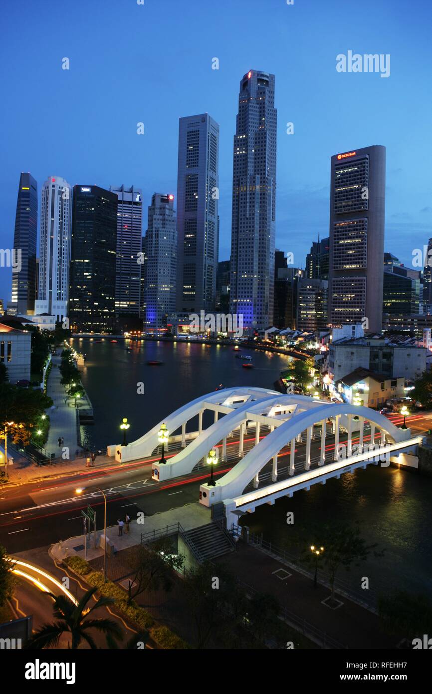 SGP, Singapore: City Skyline. Singapore River. Boat Quay. | Stock Photo ...