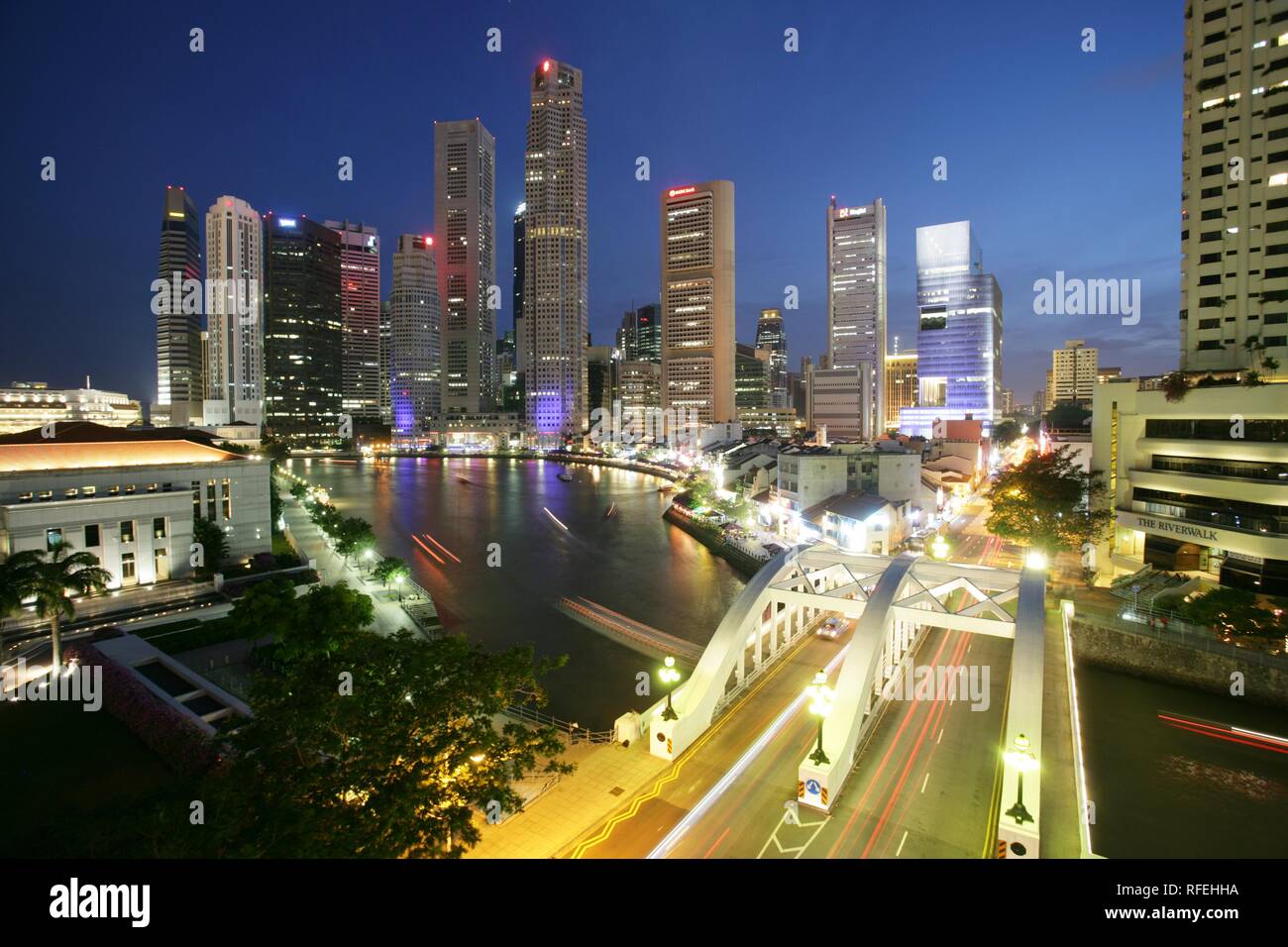 SGP, Singapore: City Skyline. Singapore River. Boat Quay. | Stock Photo ...