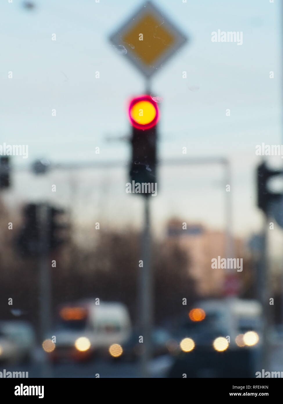 traffic lights blurry background, red light, cars vehicle Stock Photo ...