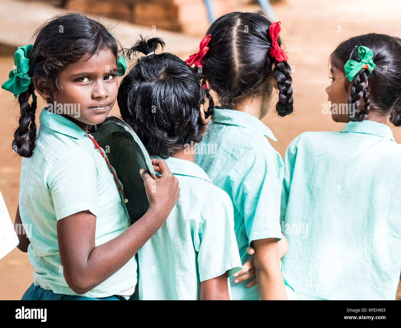 PUDUCHERRY, TAMIL NADU, INDIA - DECEMBER Circa, 2018. Unidentified poor ...