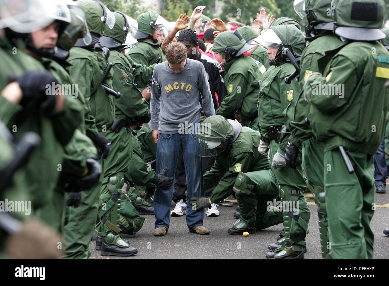 DEU Germany Weeze : Police exercise of german and dutch police units ...