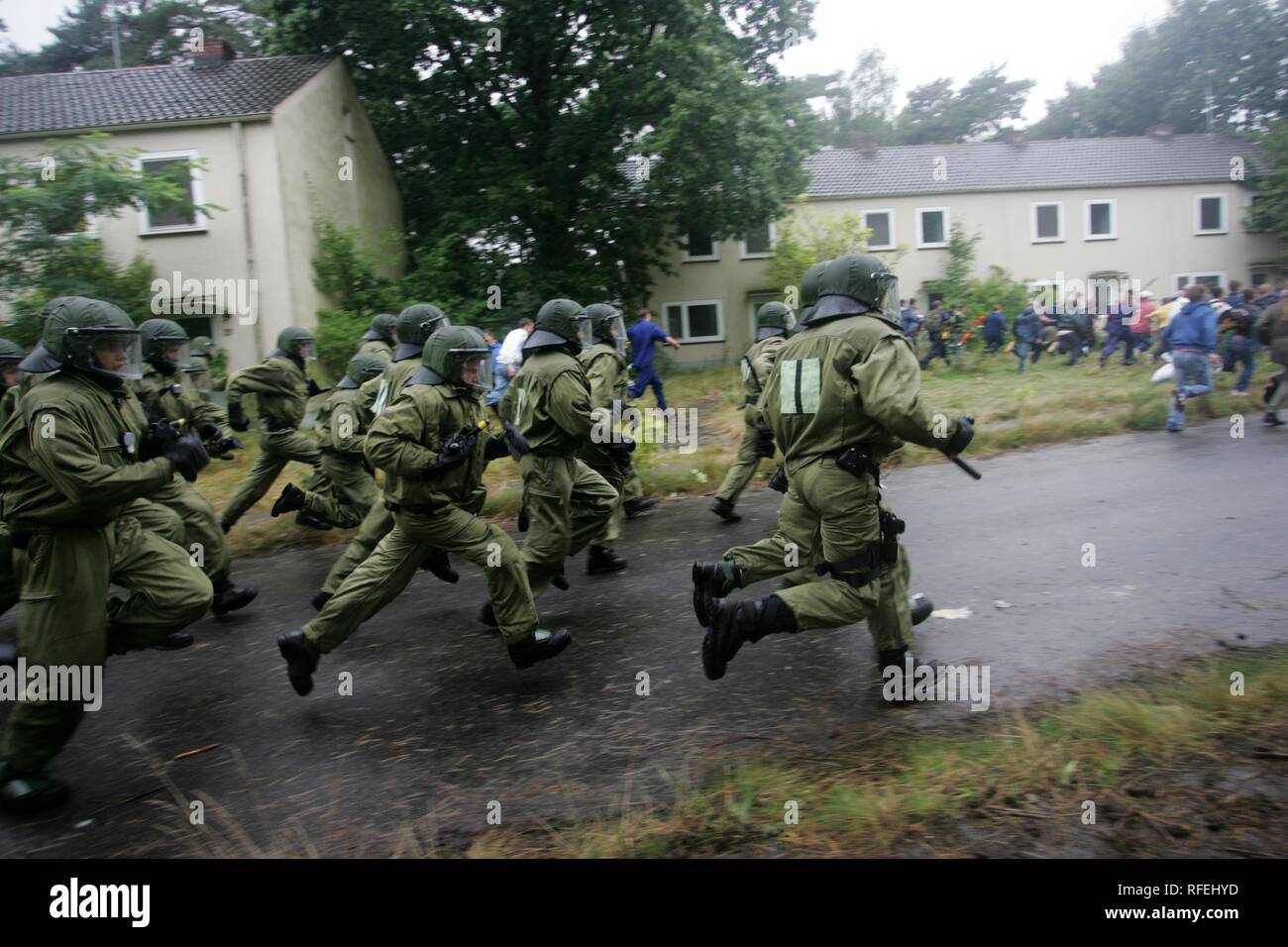 Germany, Weeze : Police exercise of german and dutch police units ...