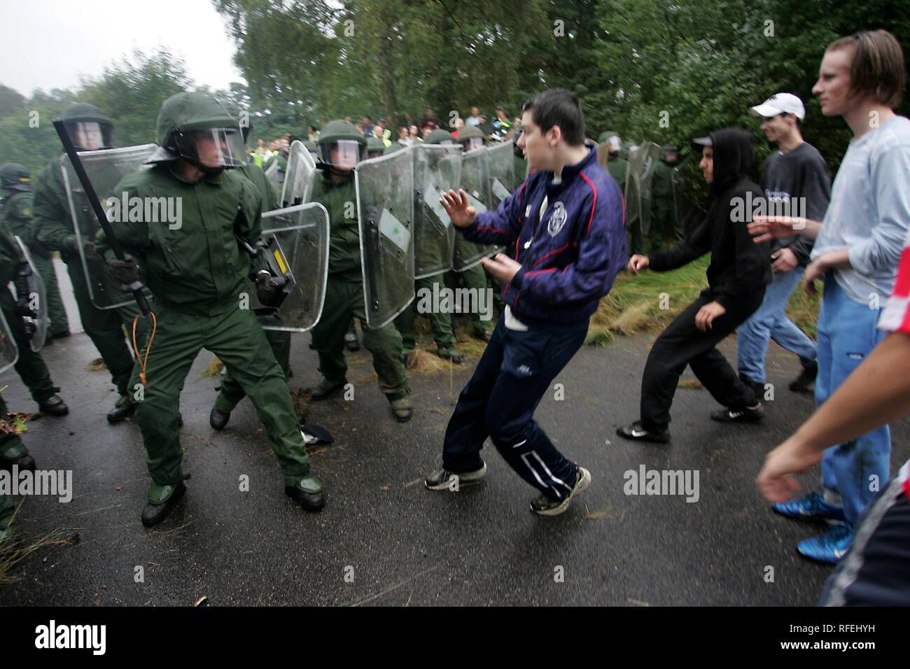 Germany, Weeze : Police exercise of german and dutch police units ...