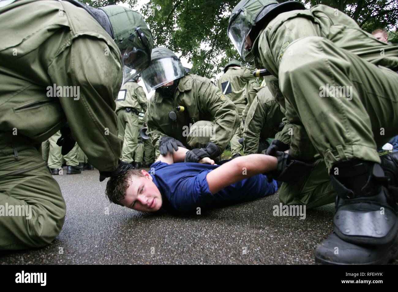 Germany, Weeze : Police exercise of german and dutch police units ...
