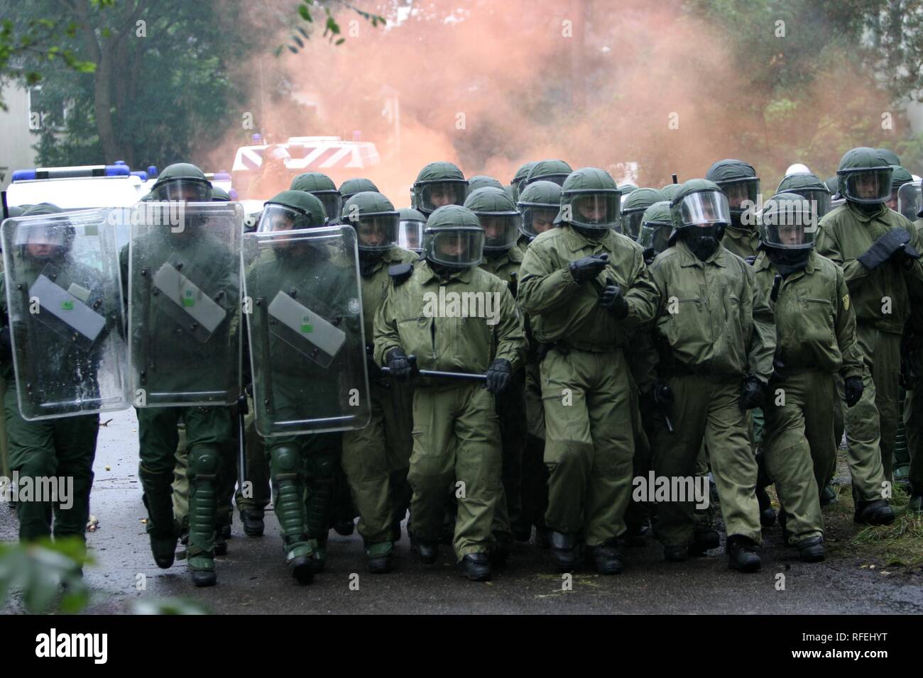 Germany, Weeze : Police exercise of german and dutch police units ...