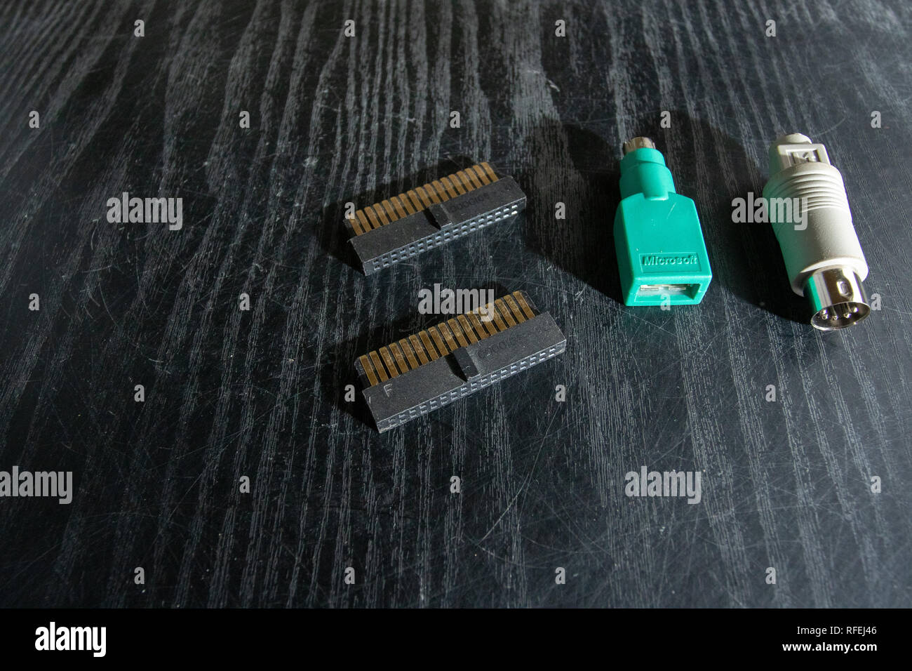 Old style converter/adaptors for early personal computers Stock Photo ...