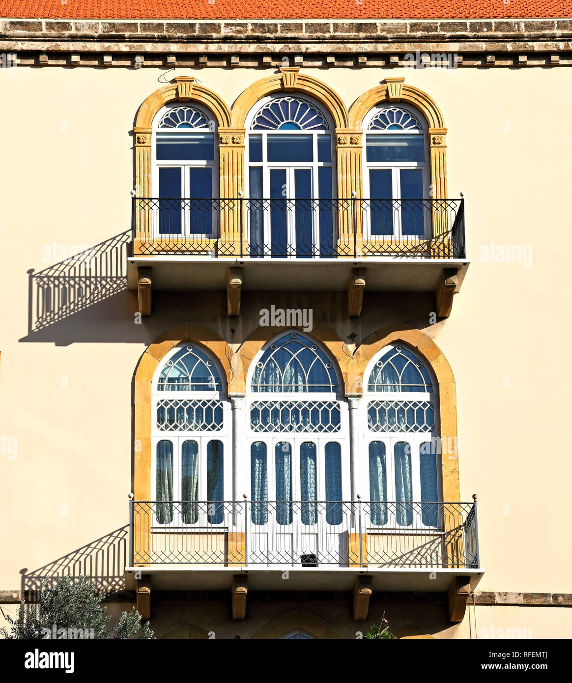 Traditional triple arcade windows, Lebanon architecture Stock Photo - Alamy