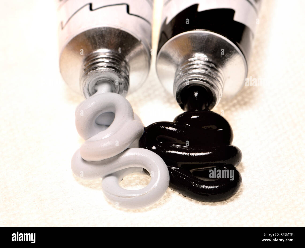 Black and White watercolour paints in tubes Stock Photo - Alamy