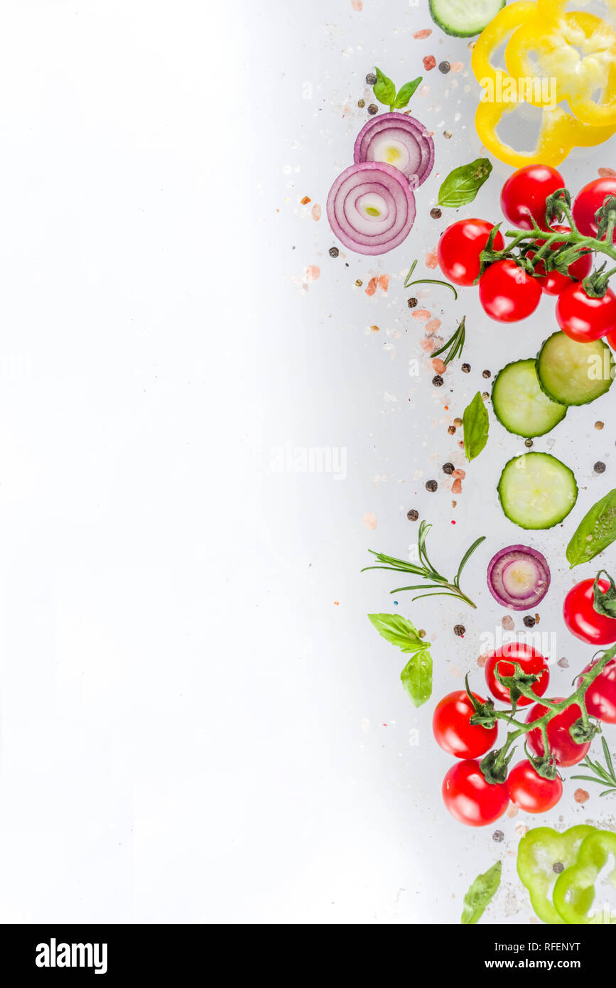 Vegan healthy food concept. Ingredients cooking spring vitamin salad ...