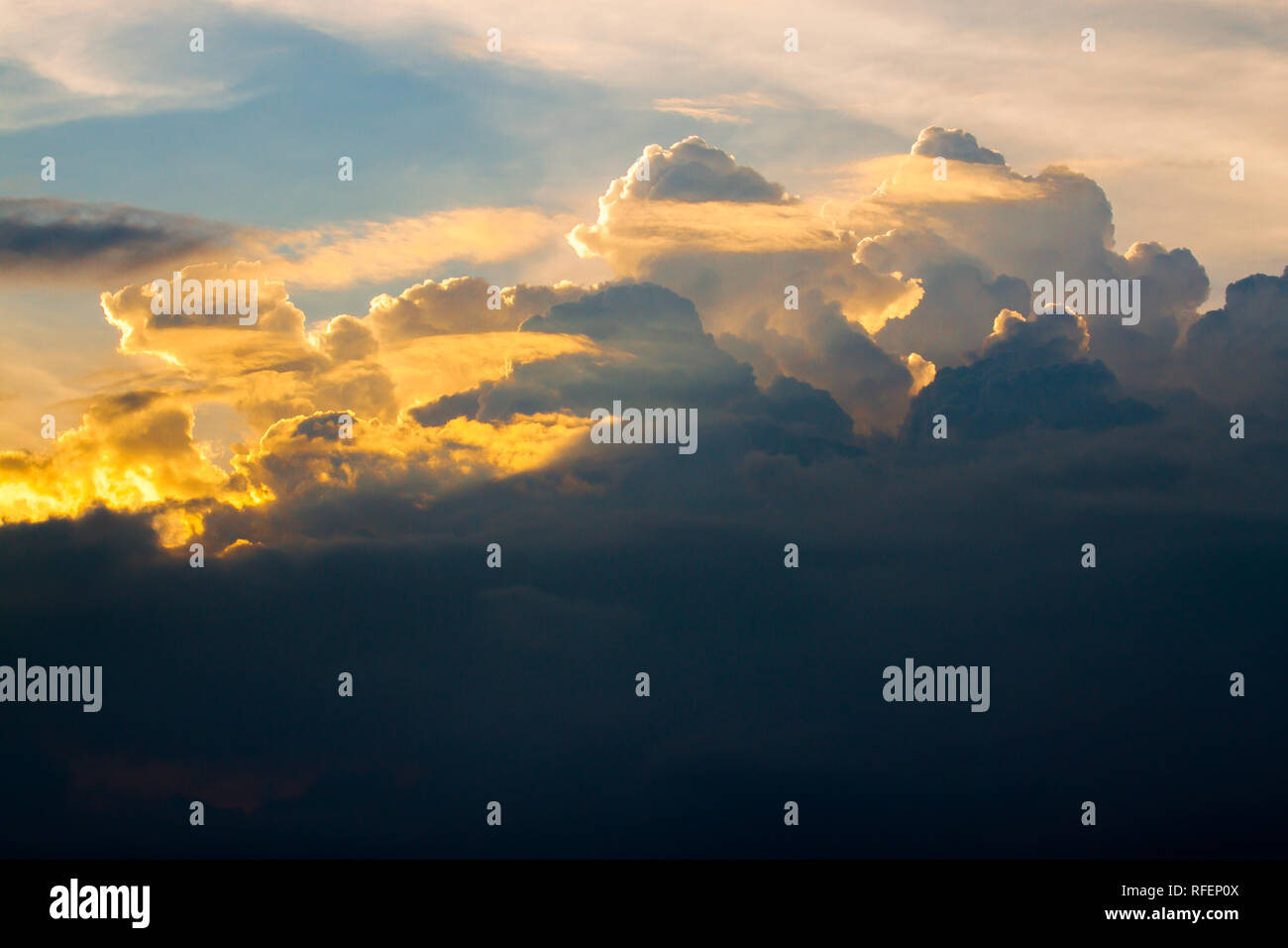 twilight colorful sky with sunlight shine behind background Stock Photo ...