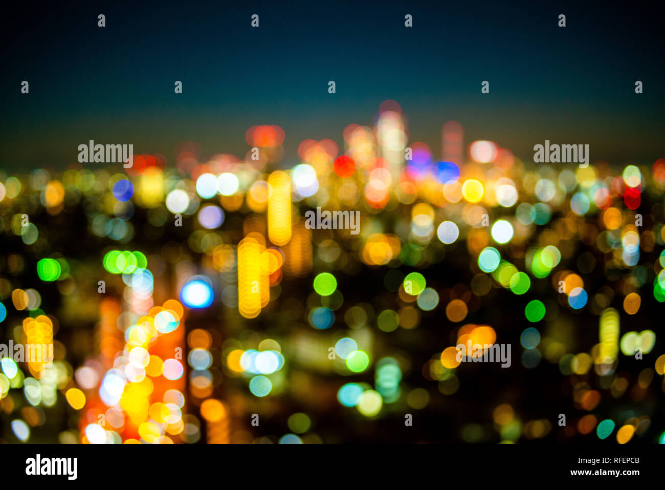 Aerial view of road in Tokyo city, cityscape skyline defocus, blur ...