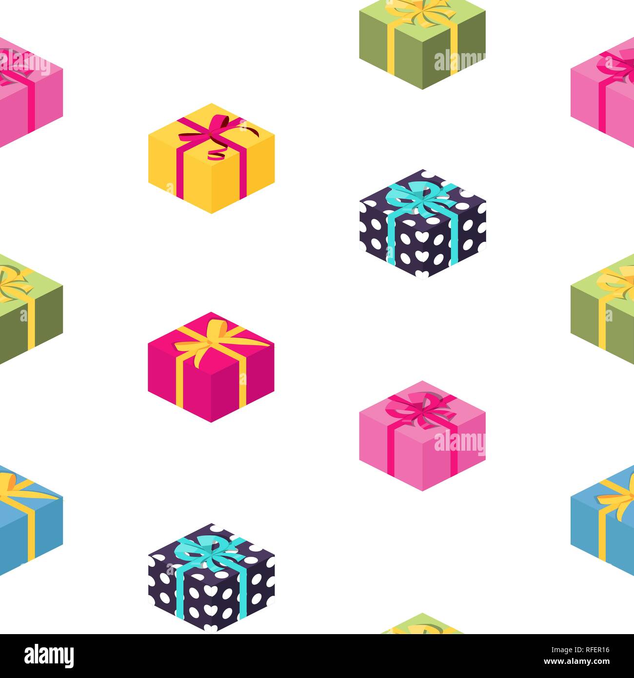 Abstract Gift Box with Bow and Ribbon Seamless Pattern Background ...