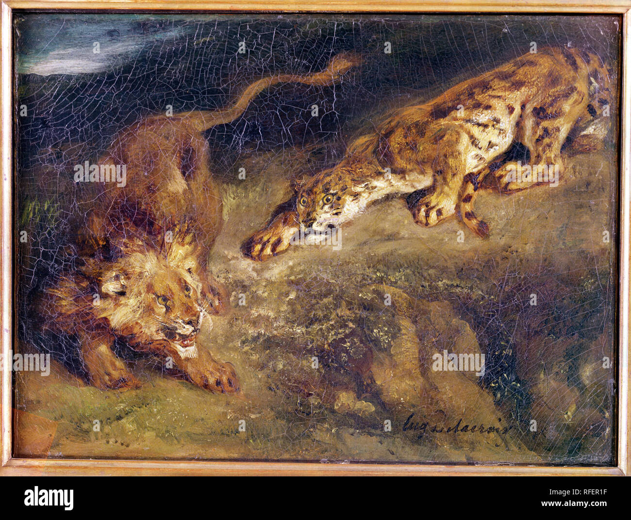 EUGENE DELACROIX, (1798 - 1863), TIGER AND LION.jpg - RFER1F Stock ...