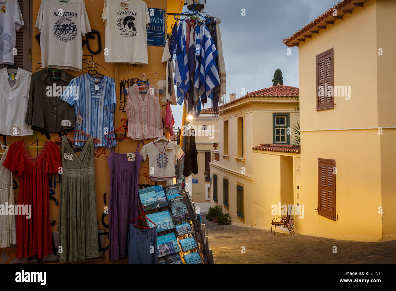Athens, Greece - October 30, 2018: Shop in the old town of Athens just ...
