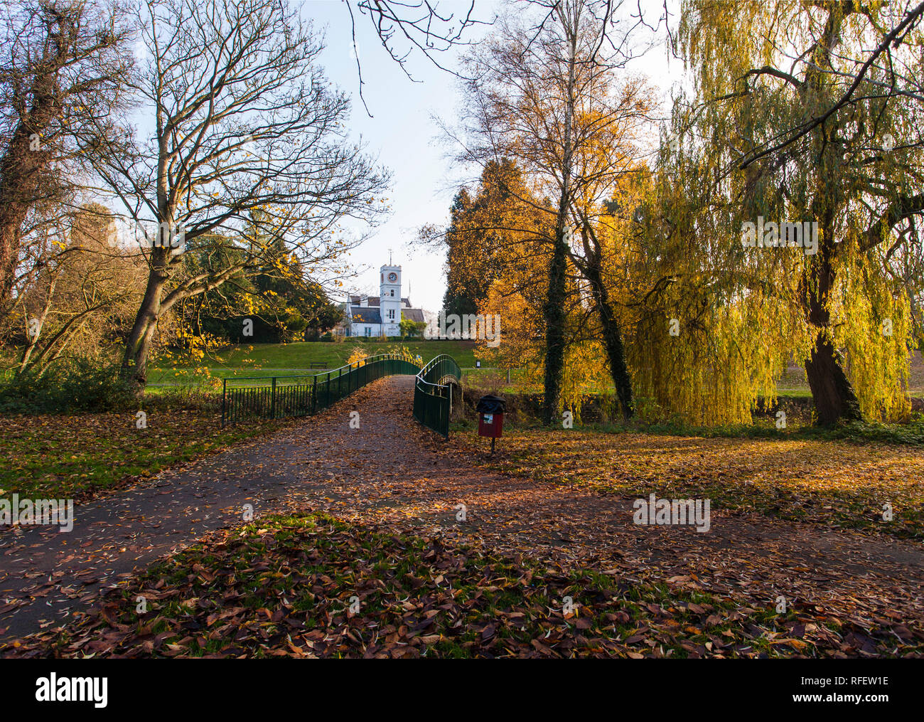 The footbridge over the River Skerne leading to the pavillion in the ...