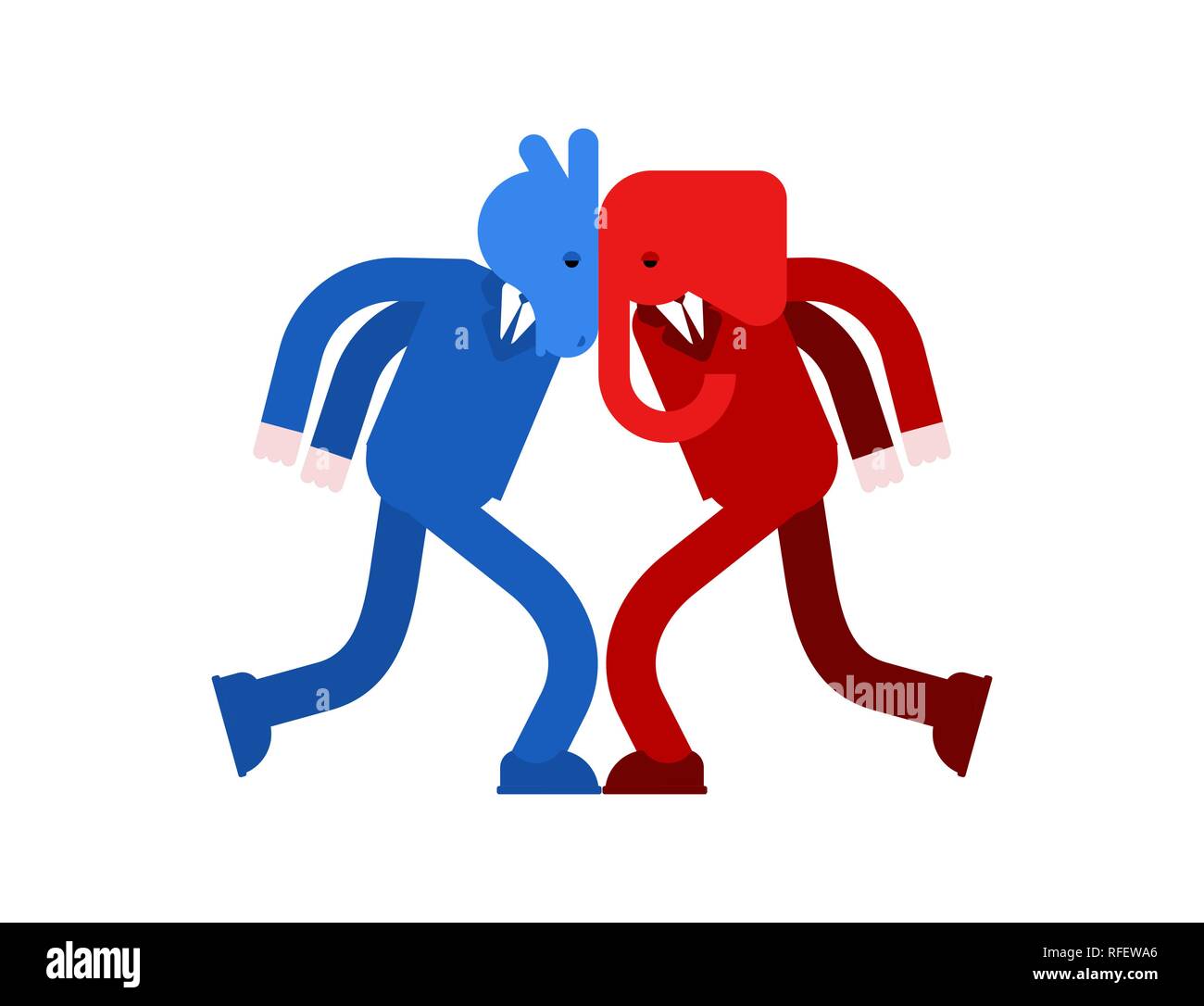 Elephant and Donkey versus. Democrat and Republican battle. Political ...