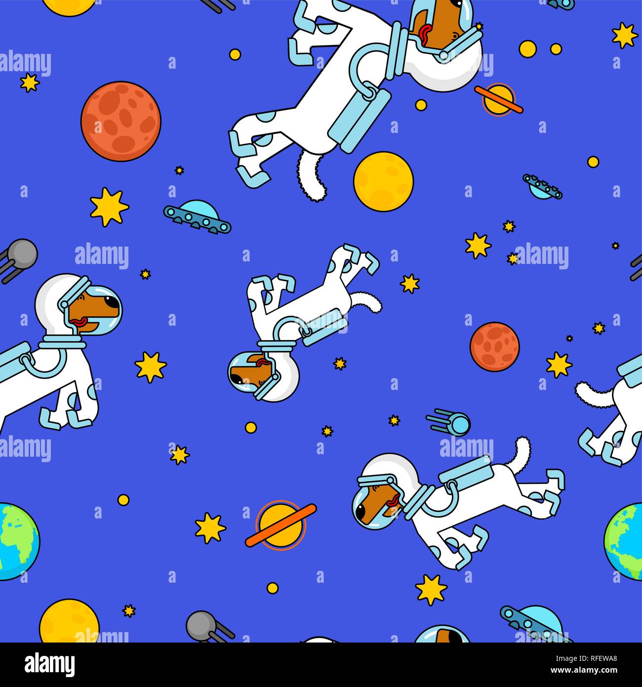 Dog astronaut space pattern seamless. Pet spaceman background. puppy ...