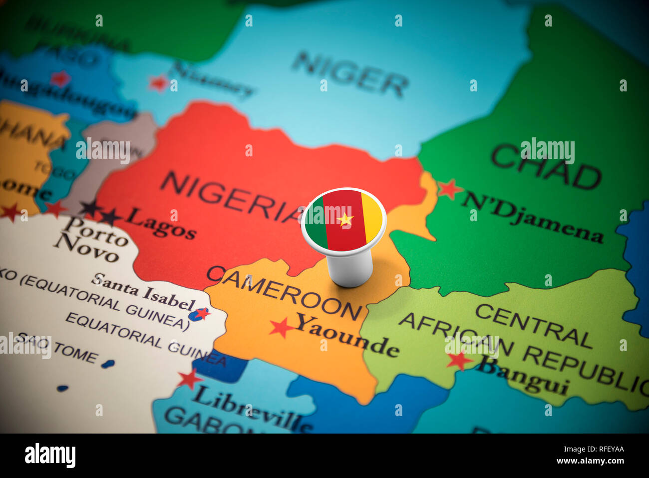 Cameroon country border map hi-res stock photography and images - Alamy