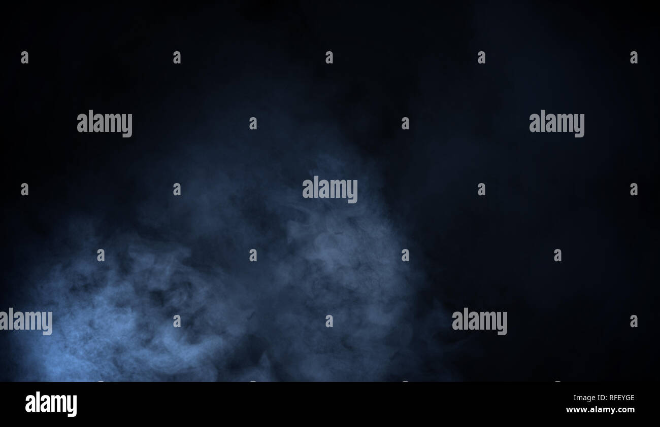Blue fog and misty effect on black background. Smoke texture overlays ...