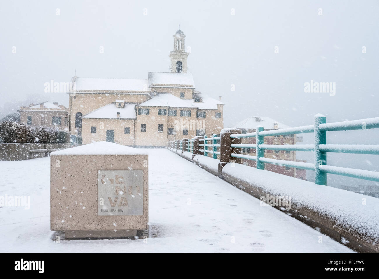 the city of Genoa under the snow Stock Photo - Alamy