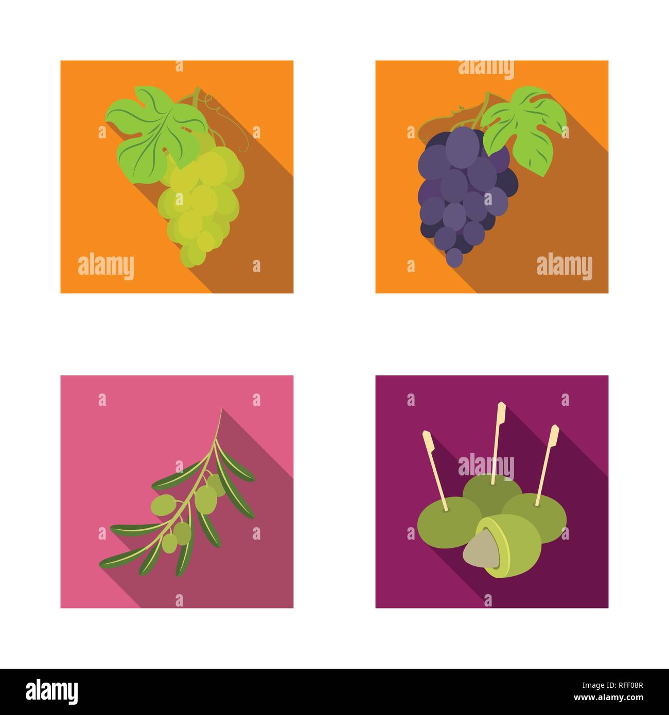 Vector illustration of berry and fruit sign. Set of berry and redberry ...
