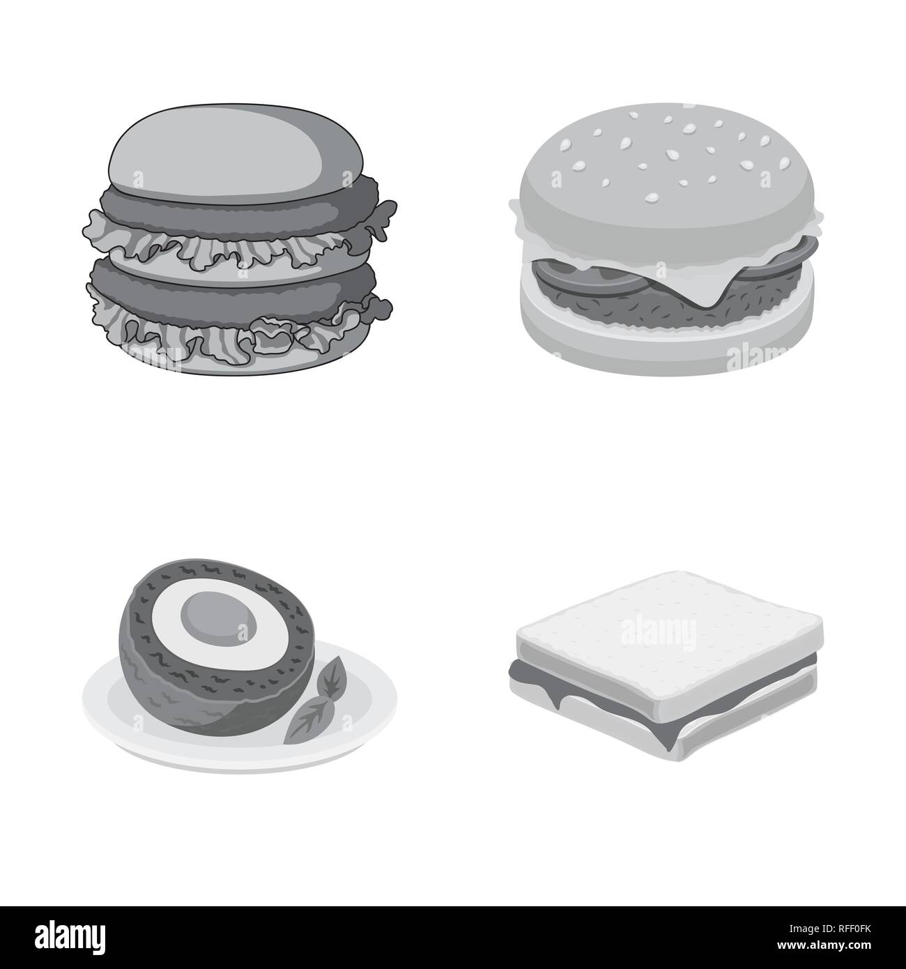 Vector design of sandwich and wrap icon. Collection of sandwich and ...