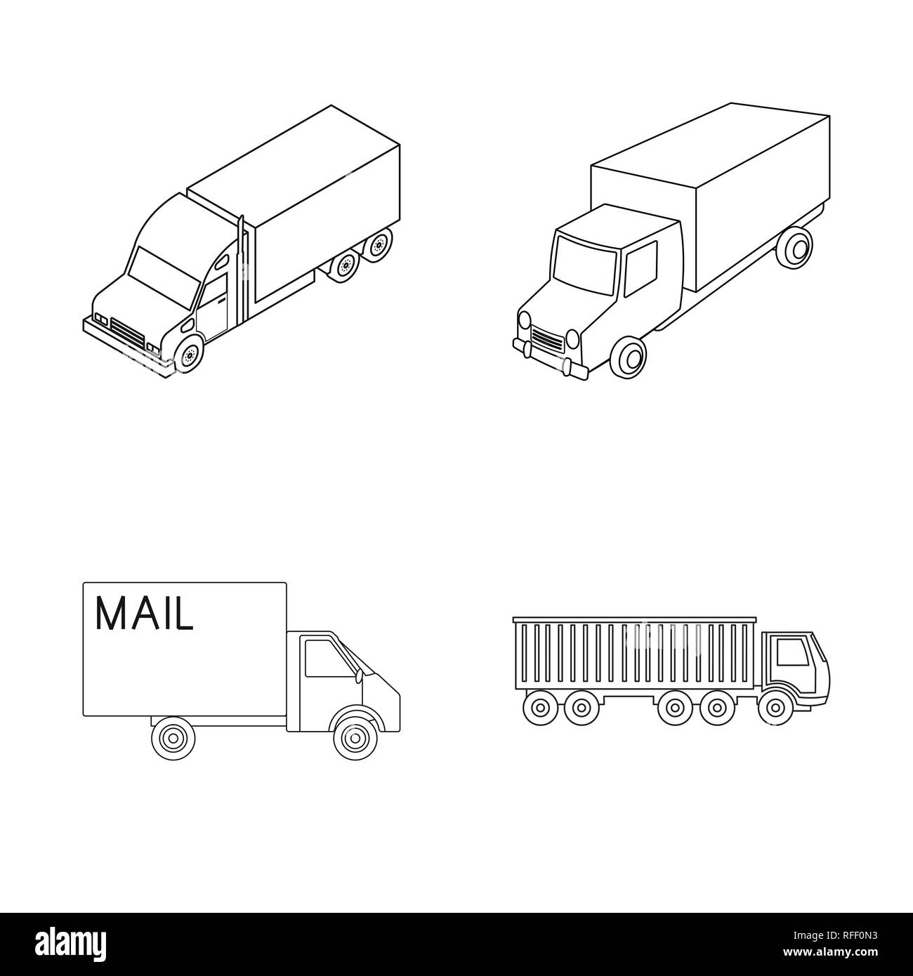 Vector design of truck and shipping symbol. Set of truck and container ...