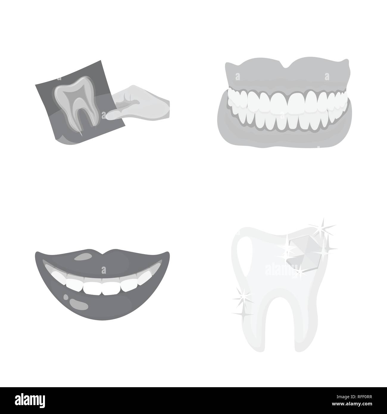 Vector design of tooth and happy icon. Collection of tooth and ...
