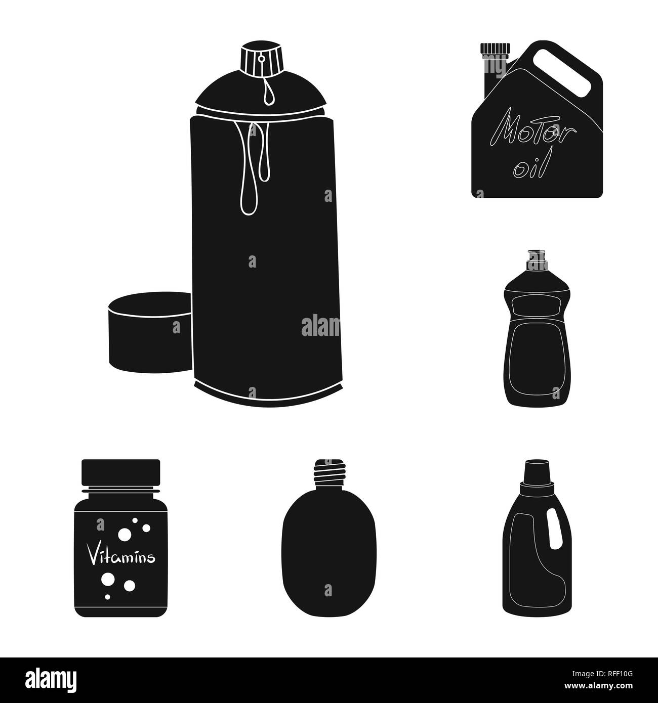 Vector illustration of plastic and container sign. Set of plastic and ...