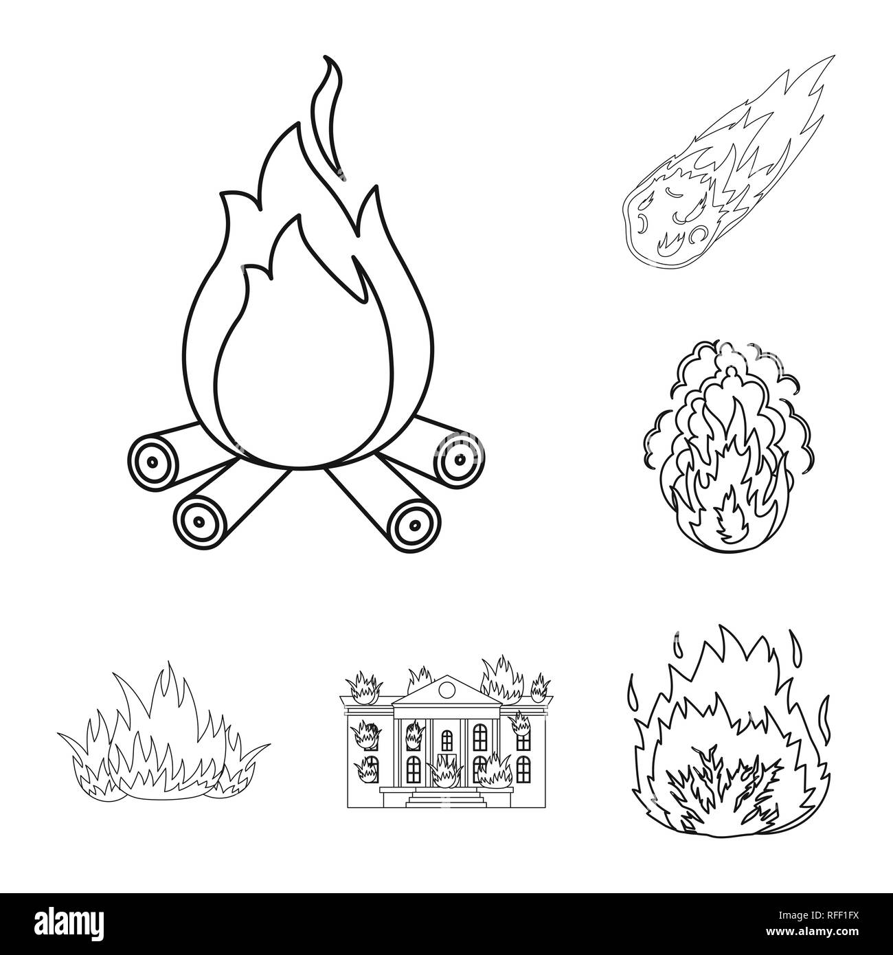 Isolated object of fire and flame logo. Set of fire and fireball stock ...
