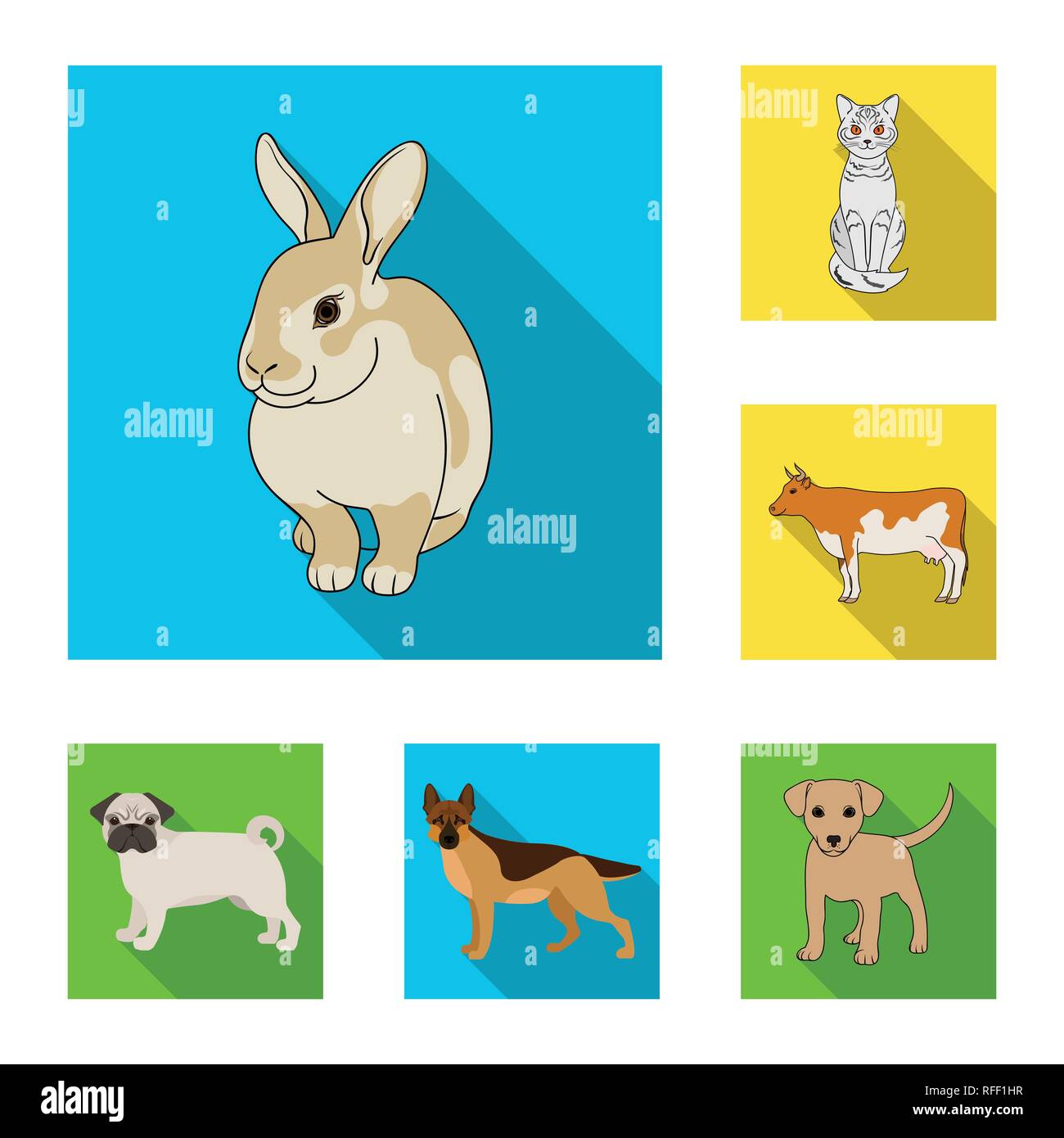 Vector design of animal and habitat symbol. Set of animal and farm ...