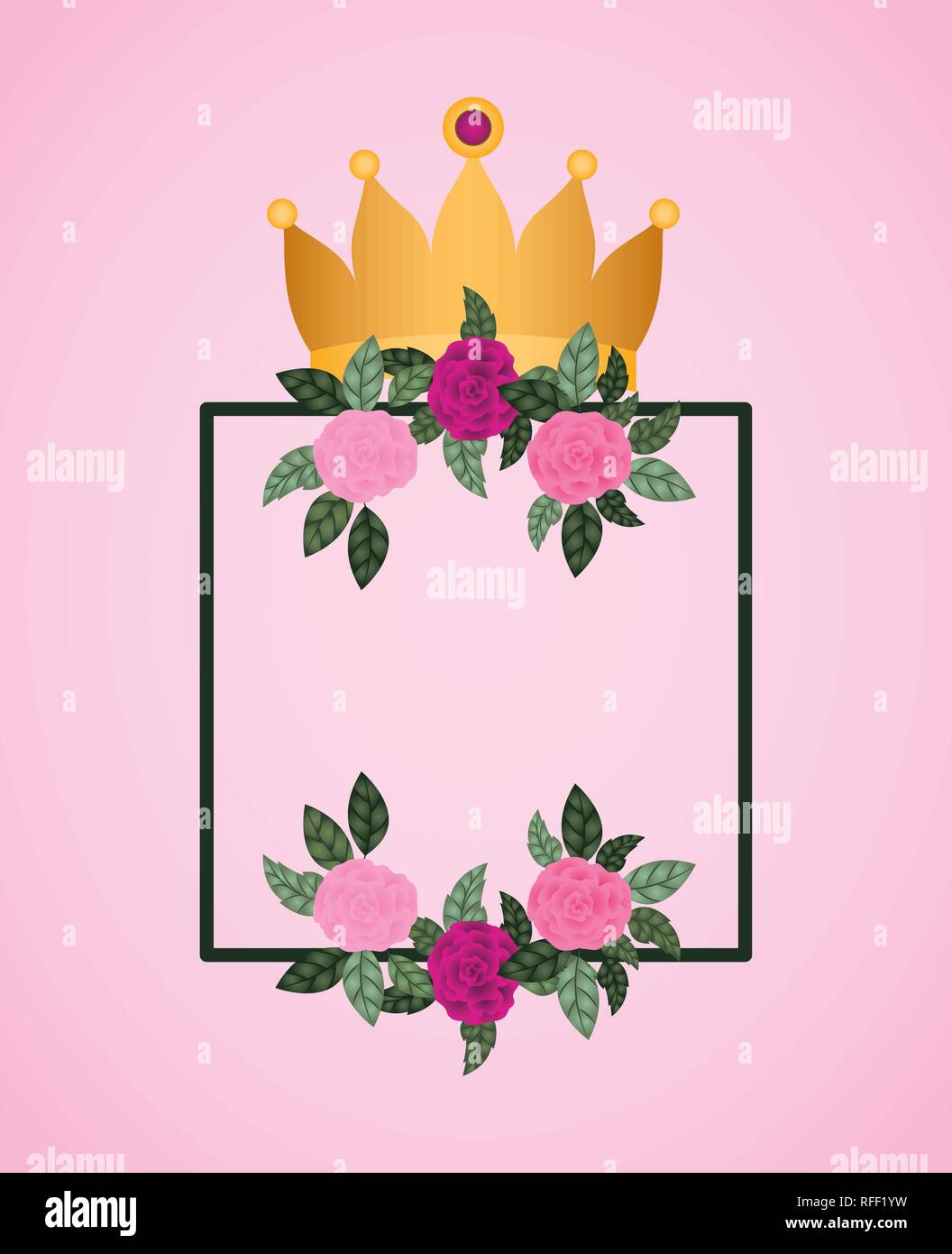 flowers roses with queen crown decoration Stock Vector Image & Art - Alamy