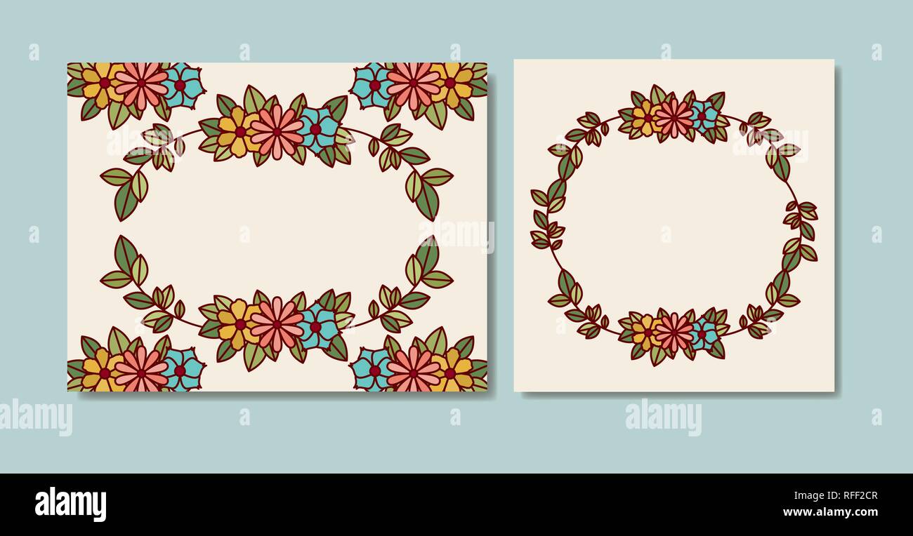set of postcards with floral decoration Stock Vector Image & Art - Alamy
