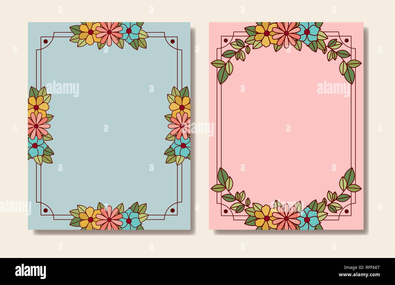 set of postcards with floral decoration Stock Vector Image & Art - Alamy