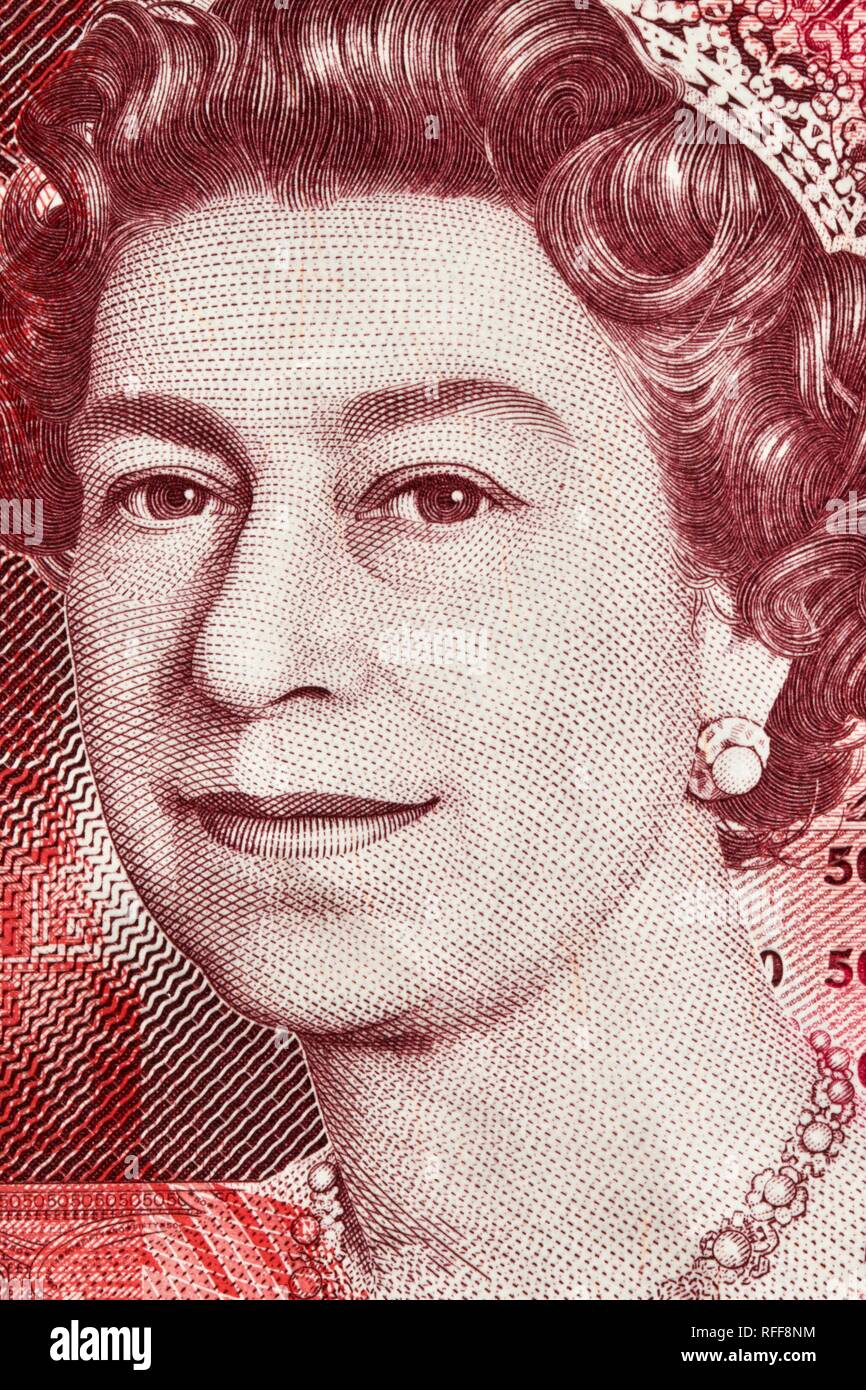 Portrait of Queen Elizabeth II on a £50 note Stock Photo - Alamy