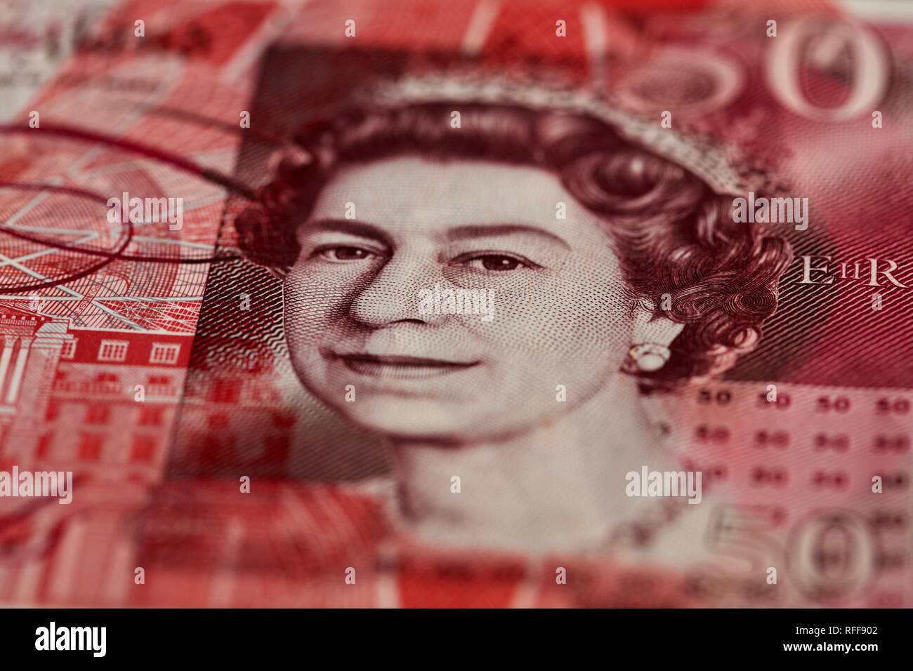 Portrait of Queen Elizabeth II on a £50 note Stock Photo - Alamy