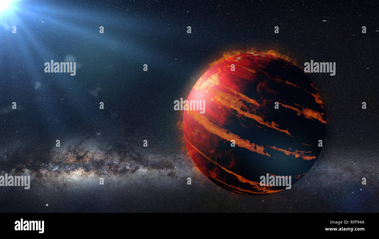 hot Jupiter class exoplanet, gas giant planet lit by an alien star (3d ...
