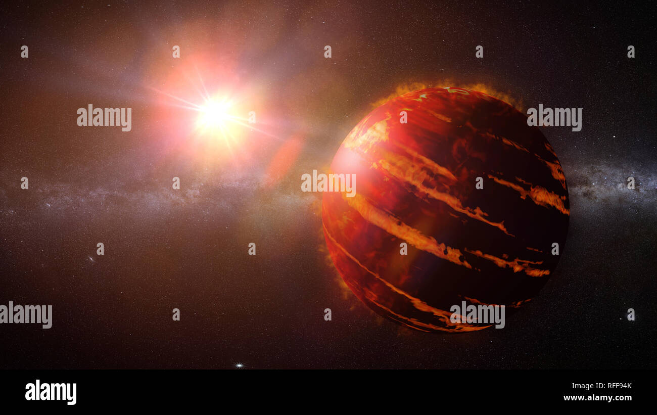 hot Jupiter class exoplanet, gas giant planet lit by an alien star (3d ...