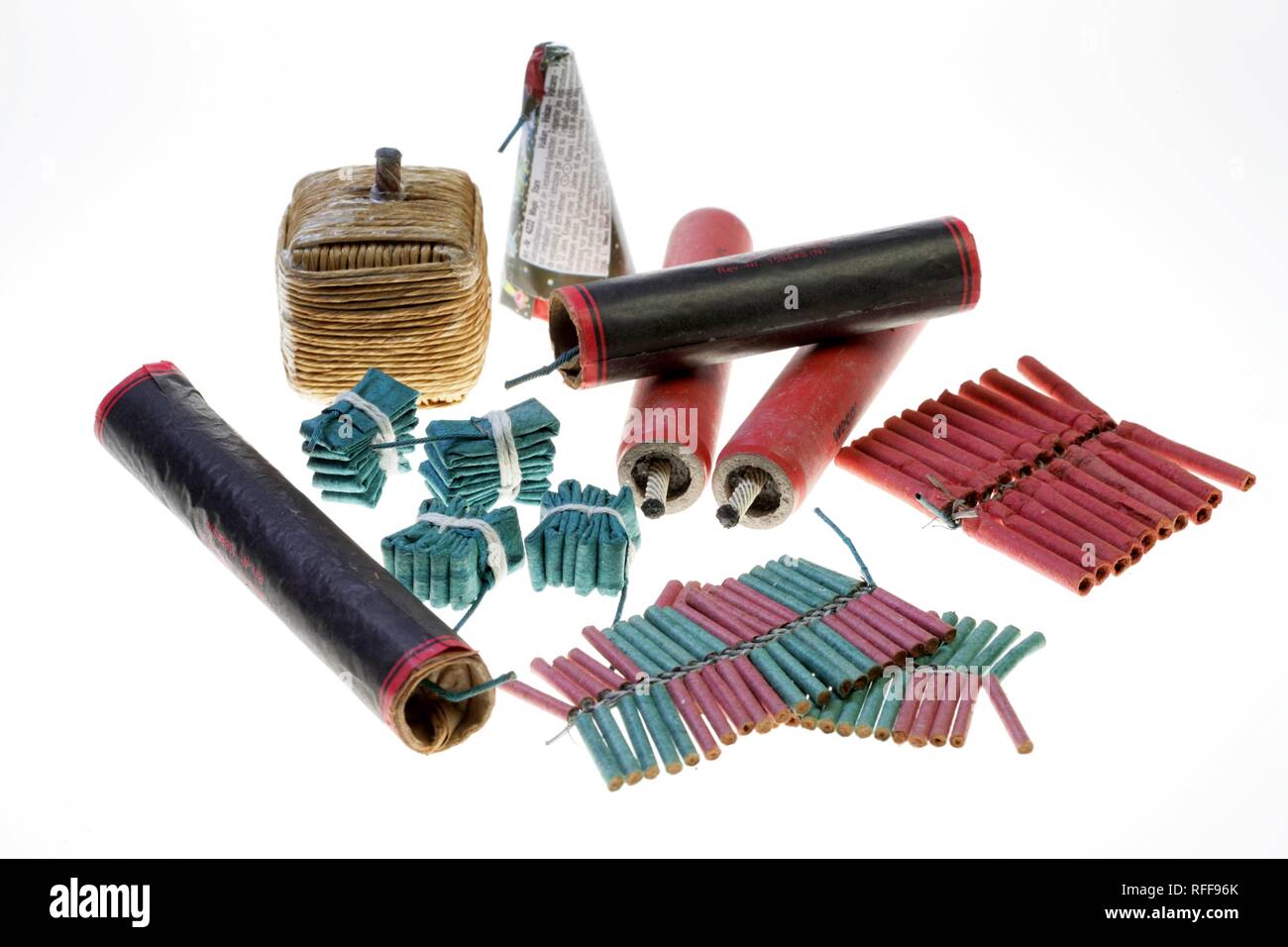 Collection of fireworks bangers and crackers Stock Photo - Alamy